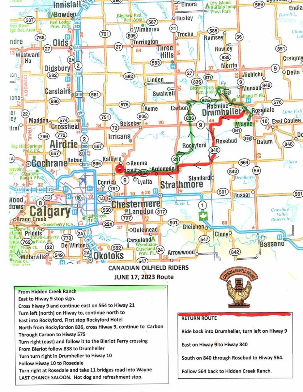 Route Map | Canadian Oilfield Riders Association